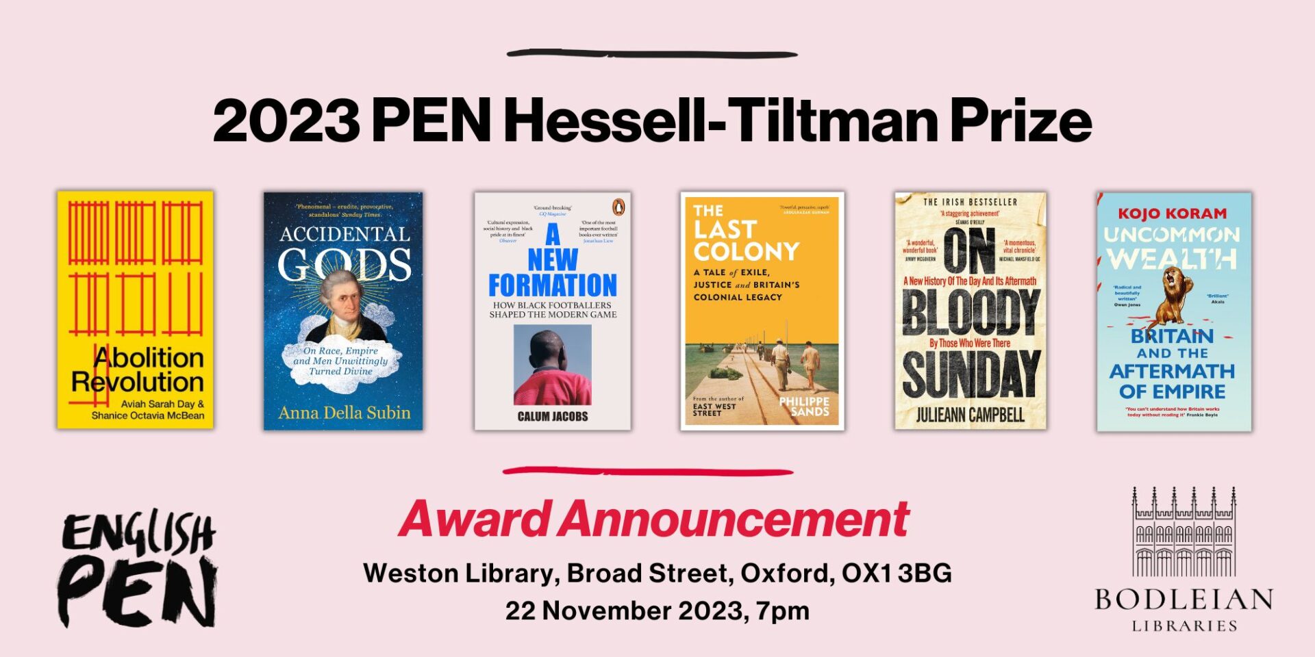 PEN Hessell-Tiltman 2023 award announcement - English Pen